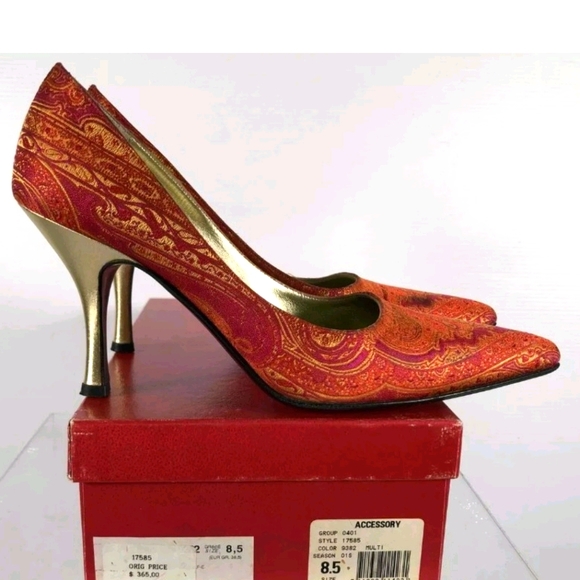 Escada | Shoes | Escada Red Orange Gold Pointed Pumps Heels Shoes ...